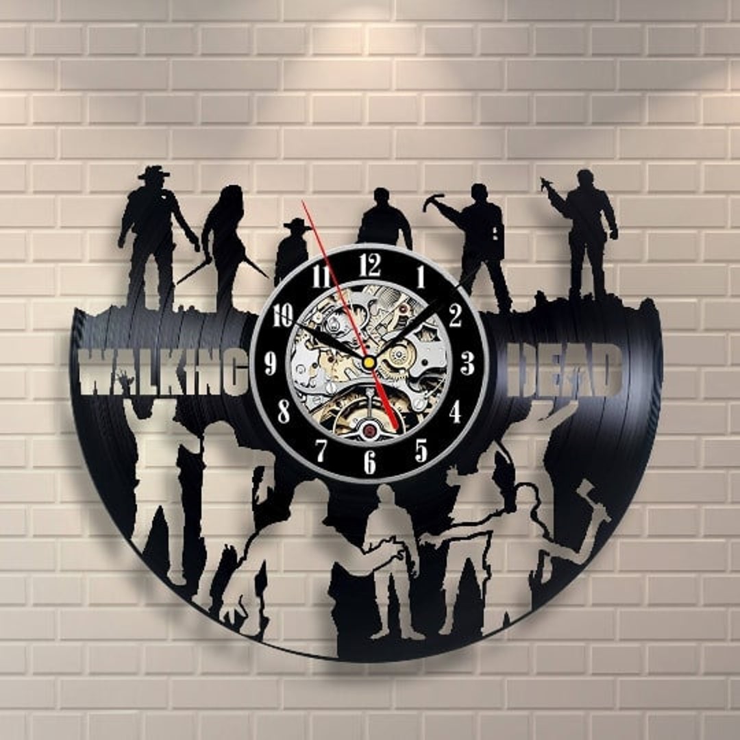 Walking Dead Vinyl Record Wall Clock, Handmade Art Work for Zombie ...