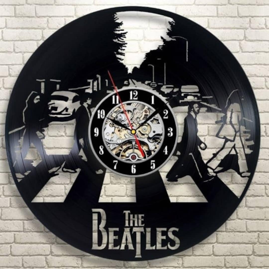 Beatles Rock Band Vinyl Record Round Clock, Music Original Art for ...