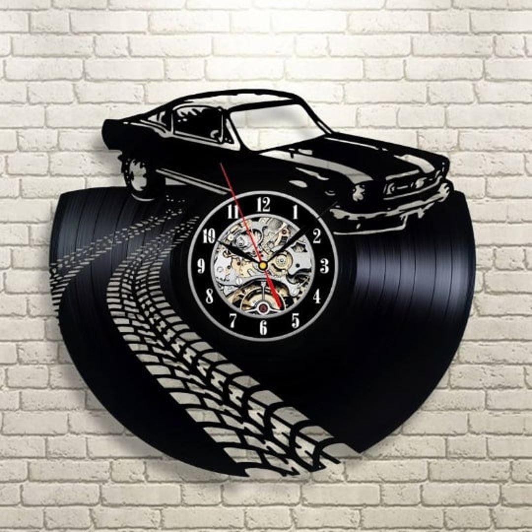 Car Vinyl Record Clock, Wall Art for Auto Lover, Original Decor for ...