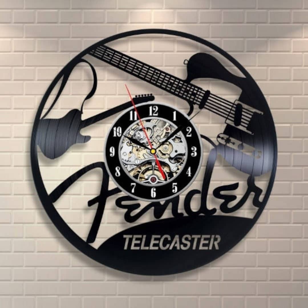 Fender Telecaster Guitar Vinyl Record Wall Clock, Unique Music Art for ...