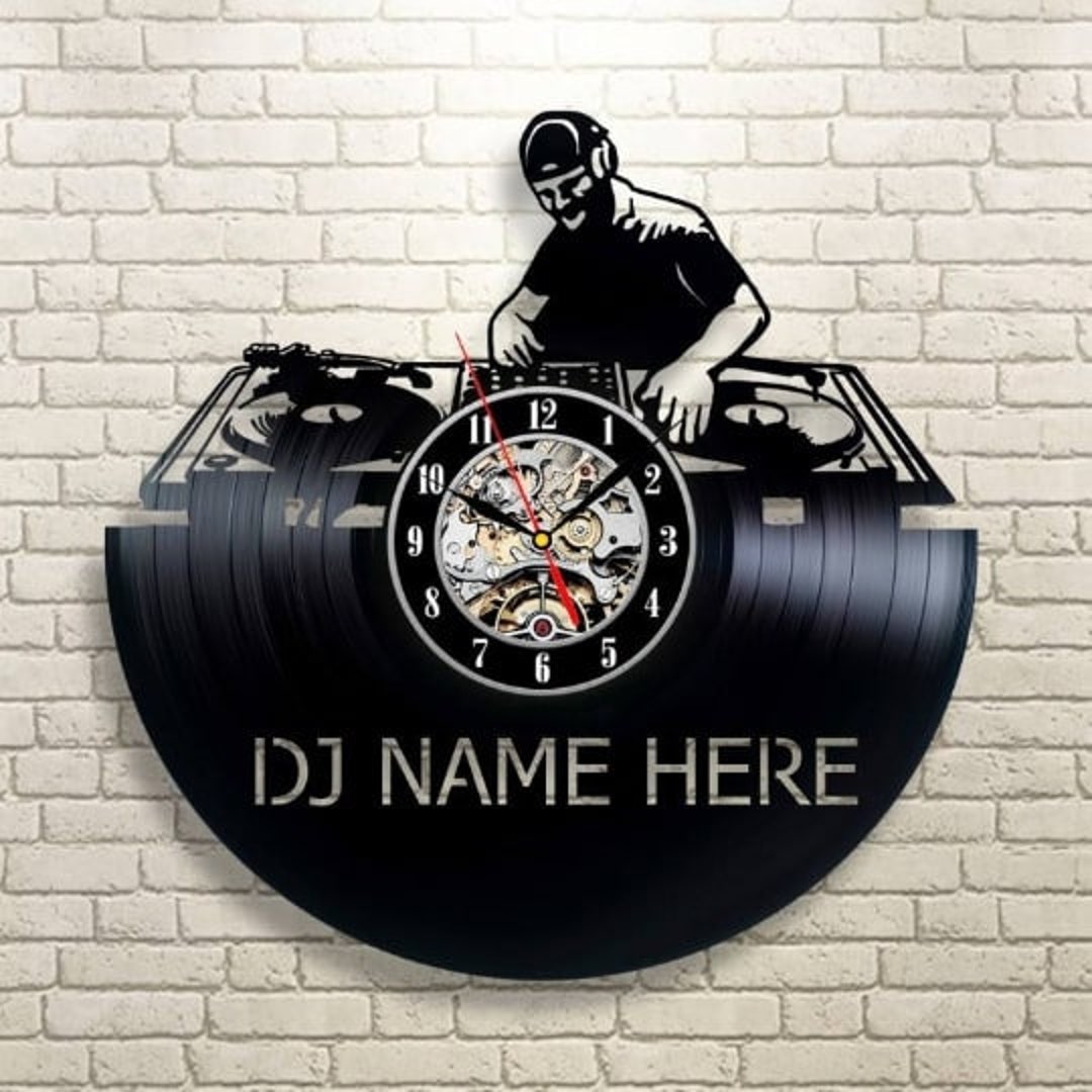 DJ Logo Vinyl Record Wall Clock, Modern Living Room Decor, Unique Wall ...