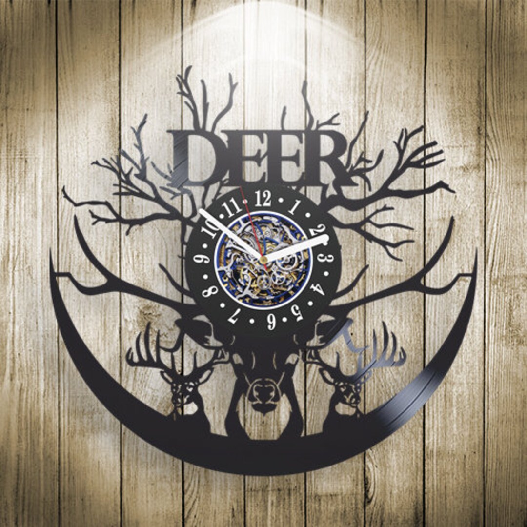 Deer Vinyl Record Wall Clock, Wild Animal Home Decor, Unique Original ...