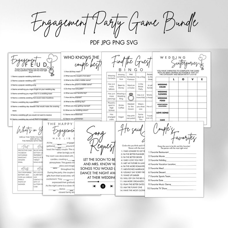 Engagement Party Game Bundle | Printable Couples Game | Engagement ...