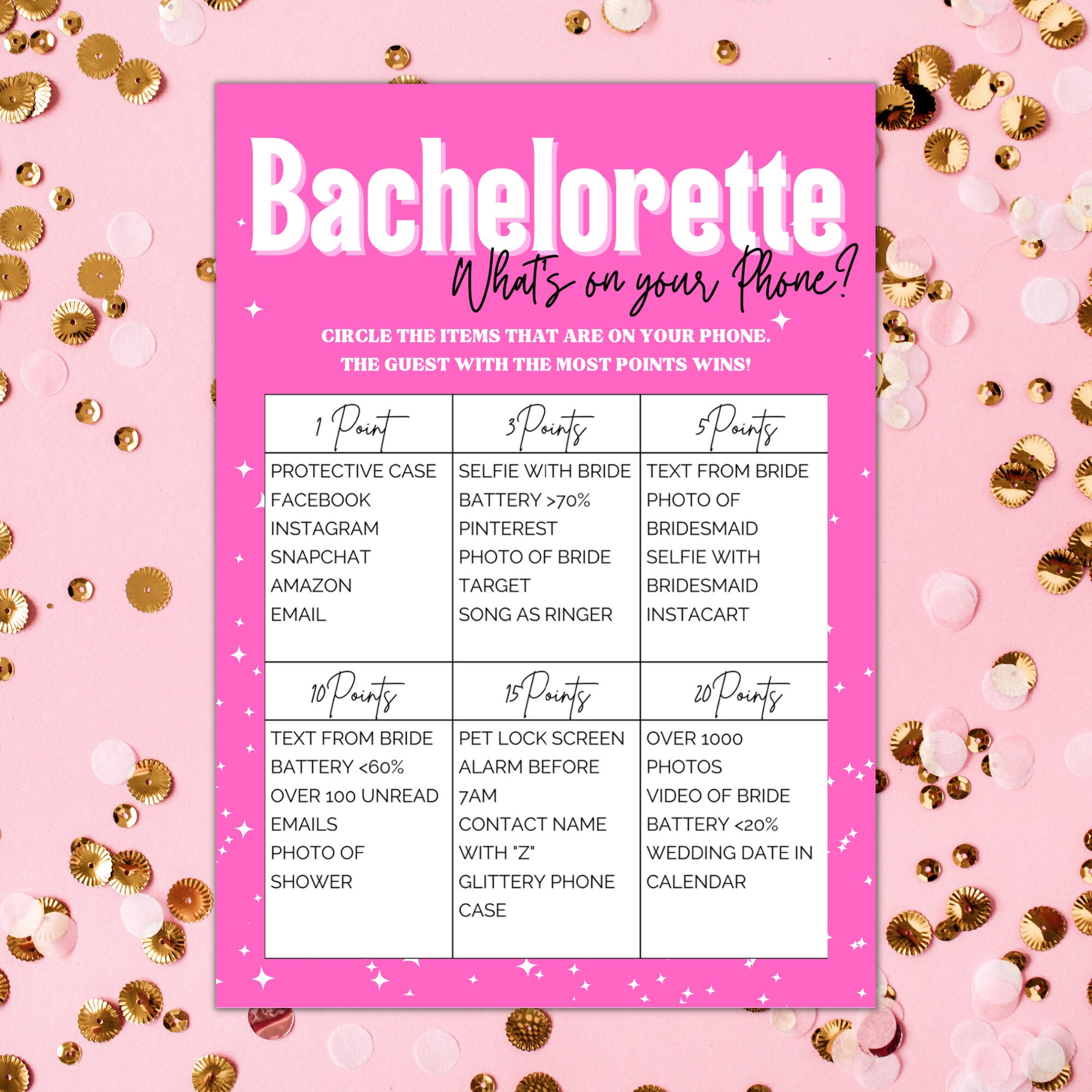 What's on Your Phone Bachelorette Party Game Girls Night Games ...