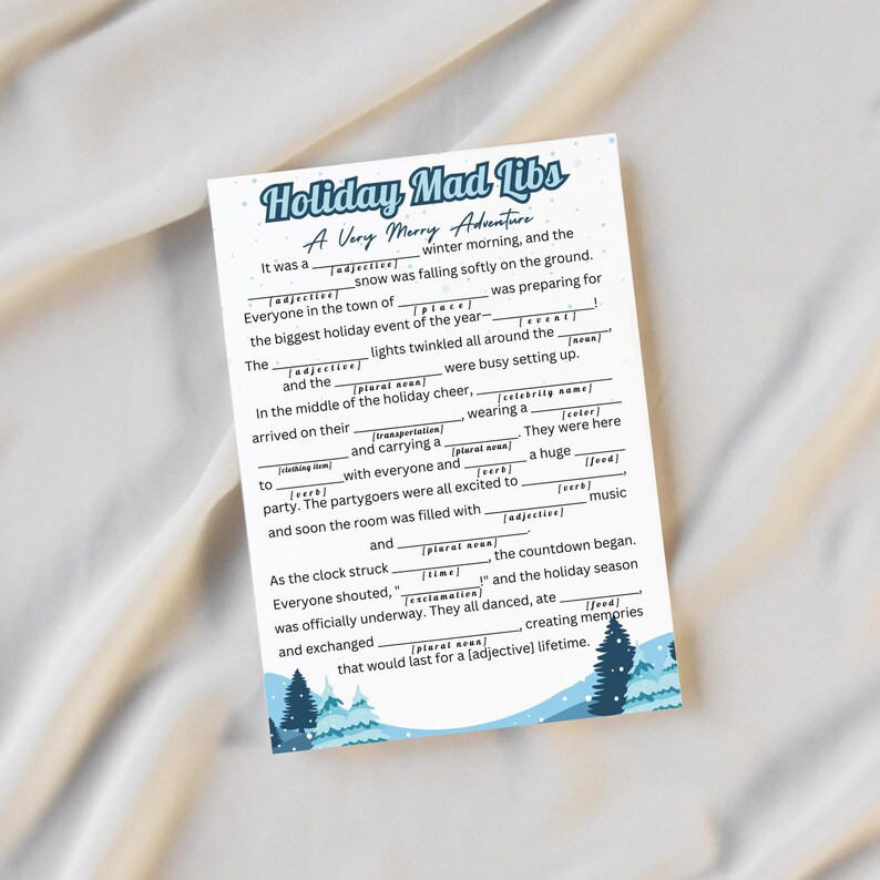 Winter Wonderland Holiday Mad Libs Game: Christmas Party (instant ...