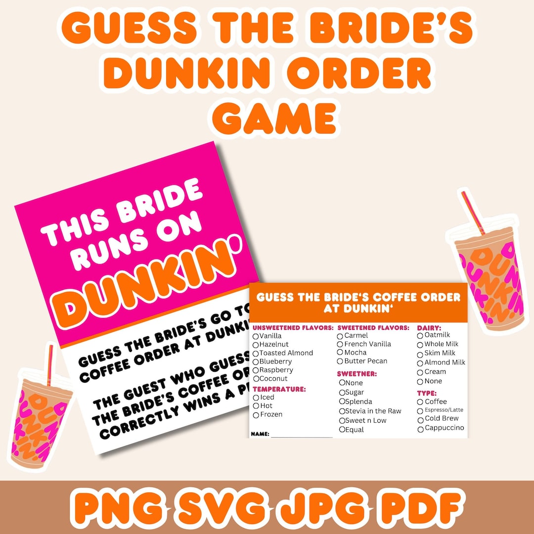 Guess Bride's Dunkin' Order Game: Bridal Shower (digital Download) - Etsy