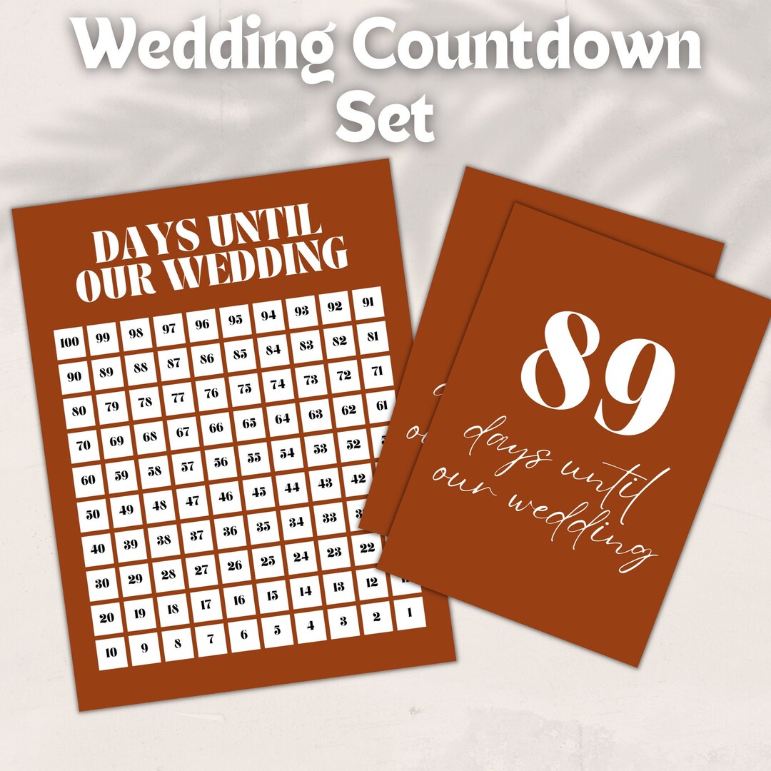 Wedding Countdown Countdown to Wedding Days Until Wedding Printable ...