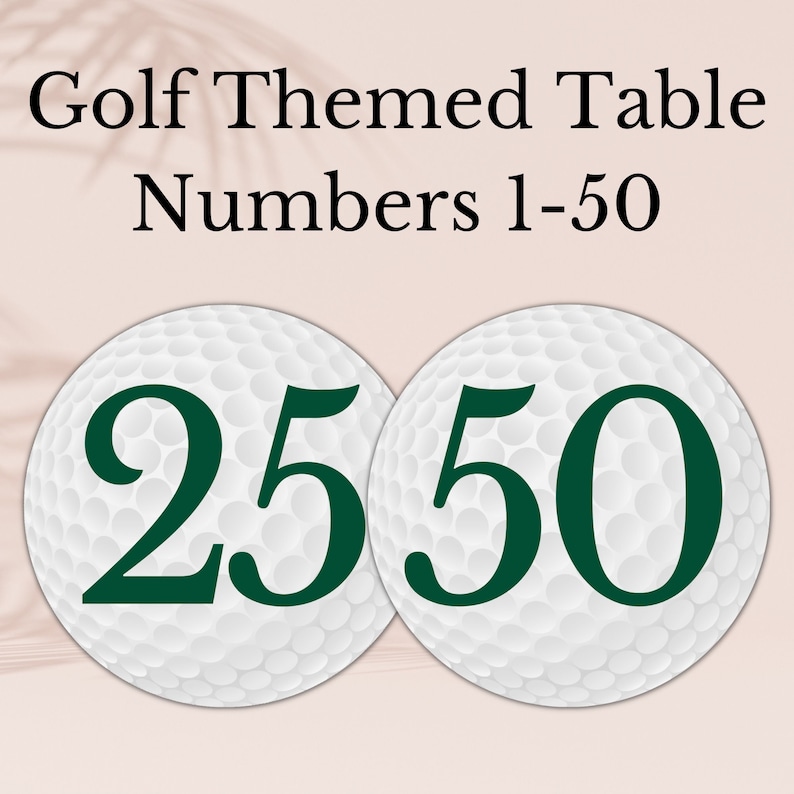 Golf Party Decor Printable Table Numbers Golf Ball Table Decor Birthday ...
