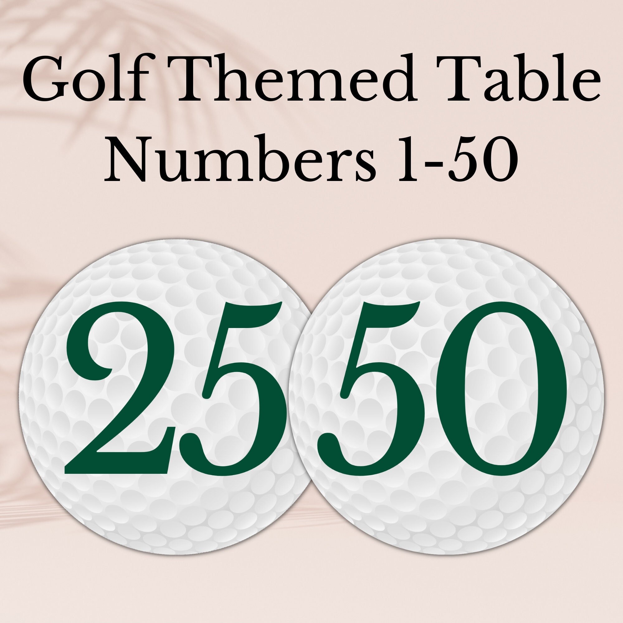 Golf Party Decor Printable Table Numbers Golf Ball Table Decor Birthday ...