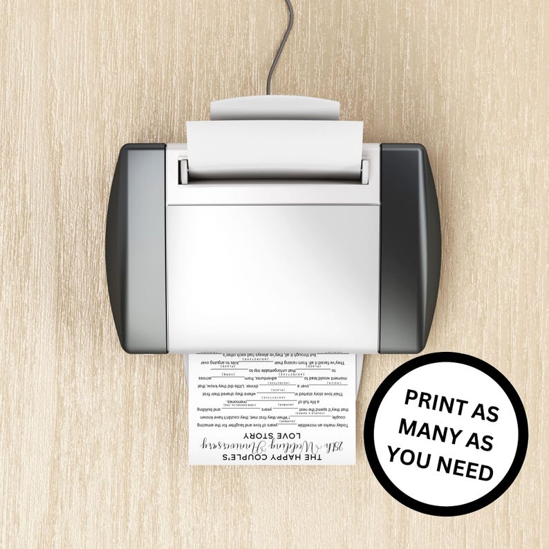 25th Anniversary Mad Lib Game: the Happy Couple Love Story (printable ...