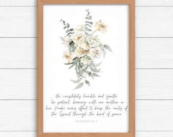 Ephesians 4:2-3 Be Completely Humble Bible Verse Wall Art, Printable ...