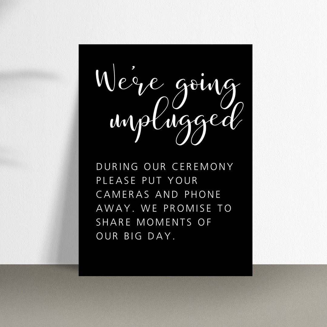 Unplugged Wedding Sign - Black & White Modern Ceremony Sign - Printable ...