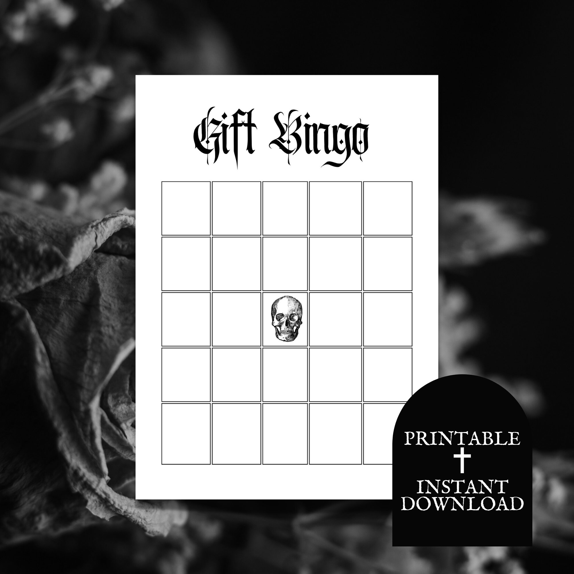 Bingo Cards Printable Bridal Shower Gift Bingo Gothic Halloween Themed ...