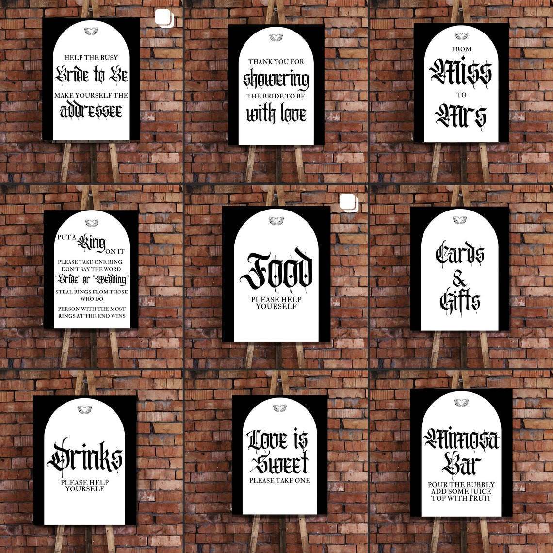 Bridal Shower Bundle Goth Themed Bridal Shower 12 Signs - Etsy