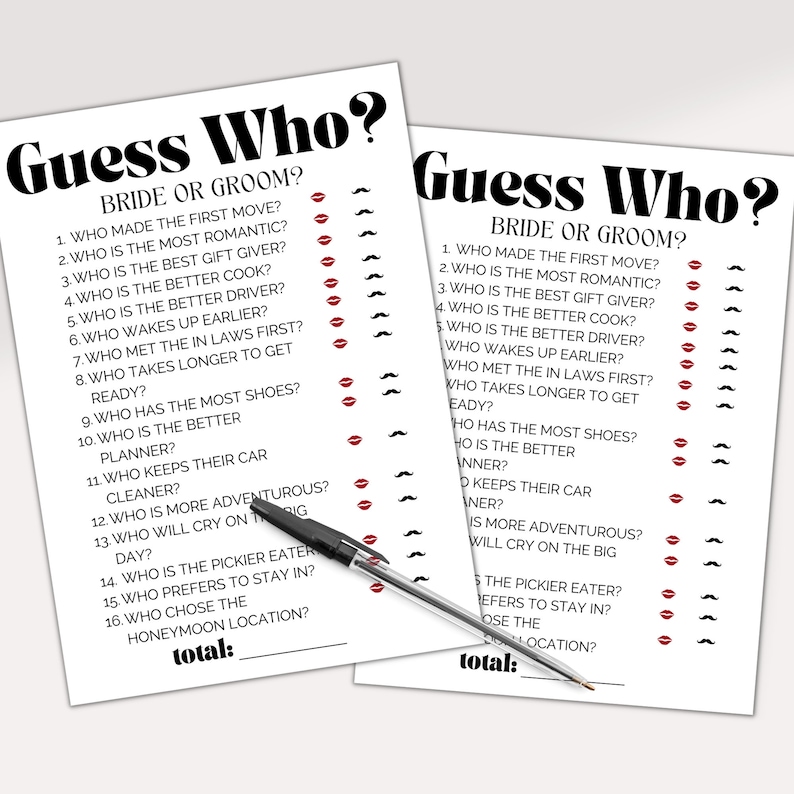 Guess Who? Bridal Shower Game: Minimalist Bride or Groom (printable) - Etsy