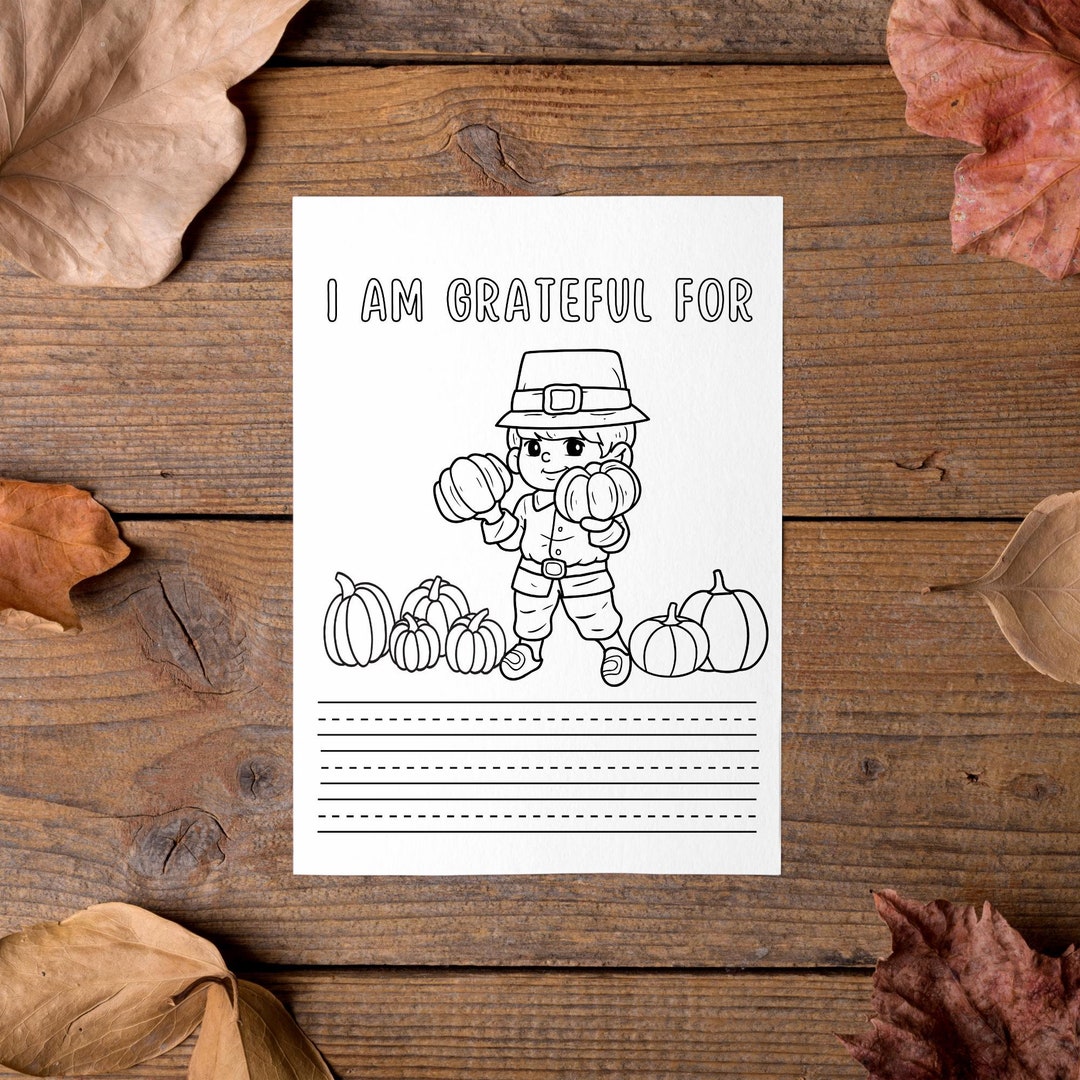 Thanksgiving "i Am Grateful For" Coloring Page for Kids | Pilgrim ...