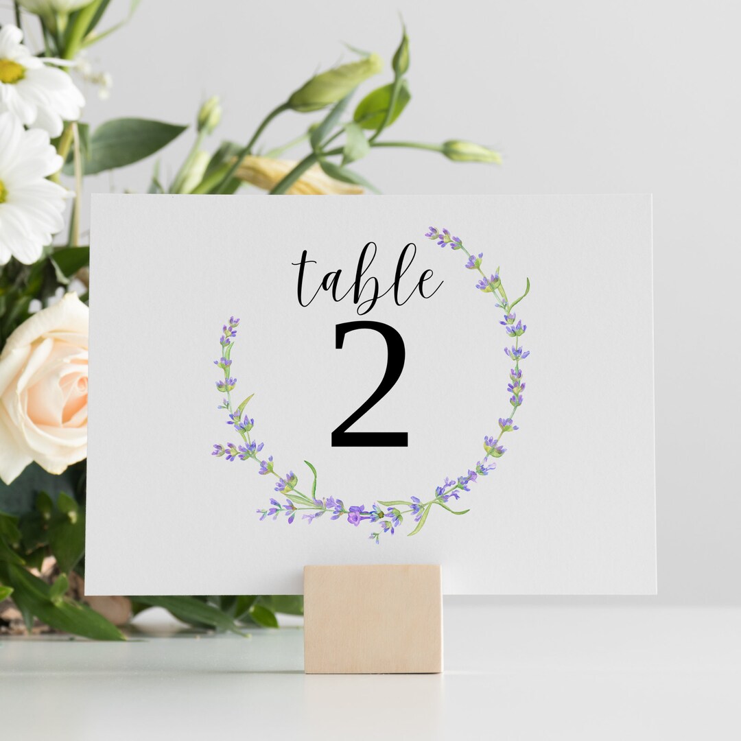 Watercolor Lavender Table Numbers 1-50: Elegant Wedding Decor (PDF ...