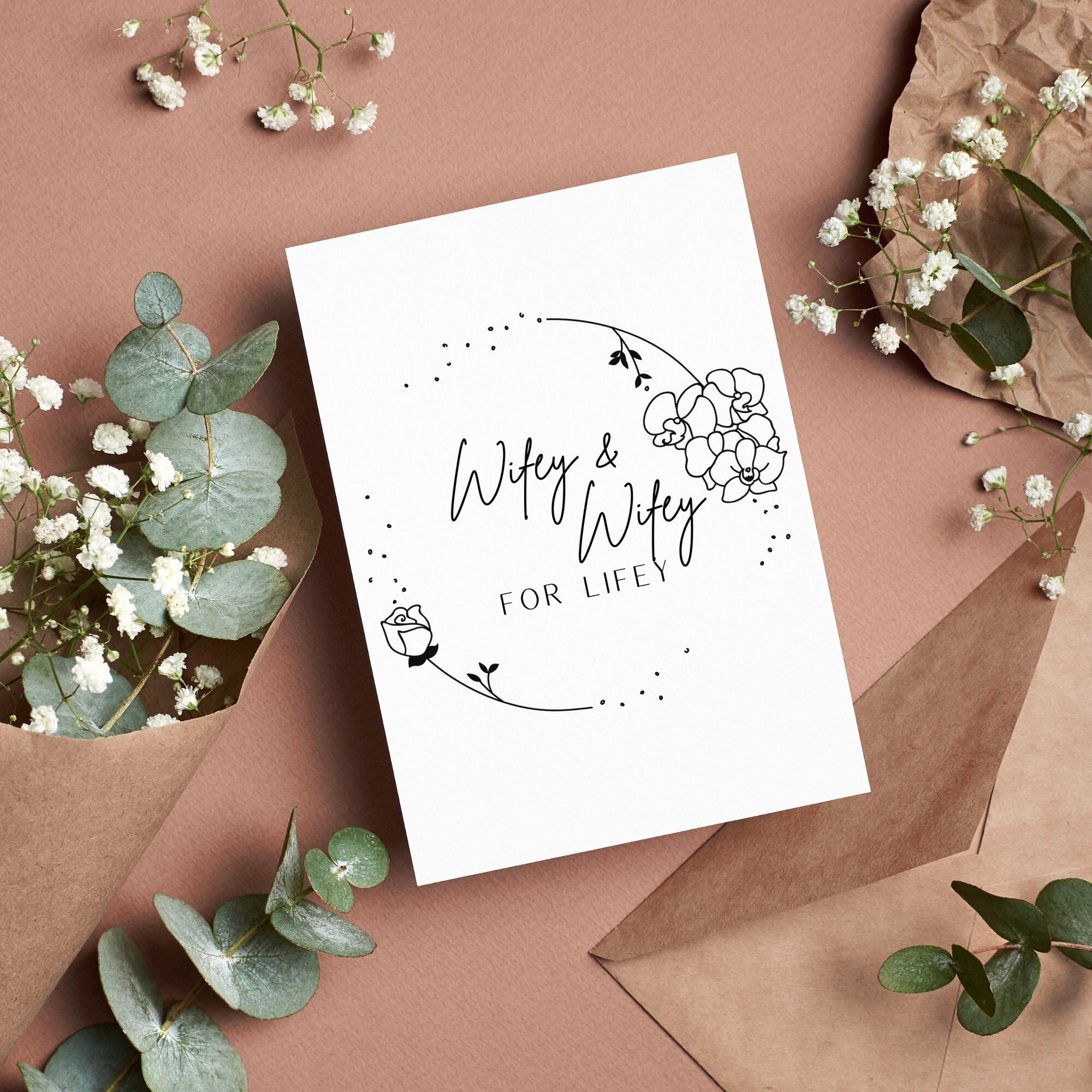 Printable Wedding Card Wifey and Wifey for Lifey Same Sex - Etsy