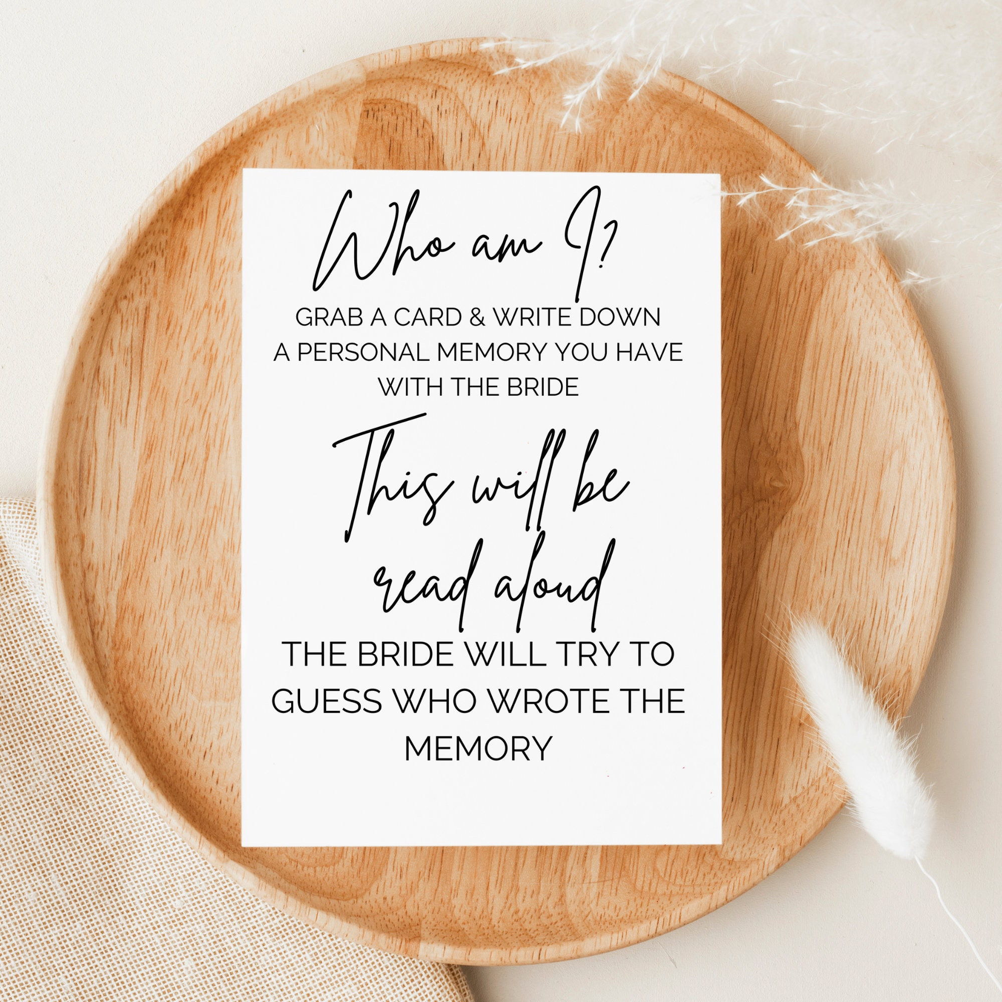 Printable Bridal Shower Game Who Am I Bridal Shower Game Minimalist ...