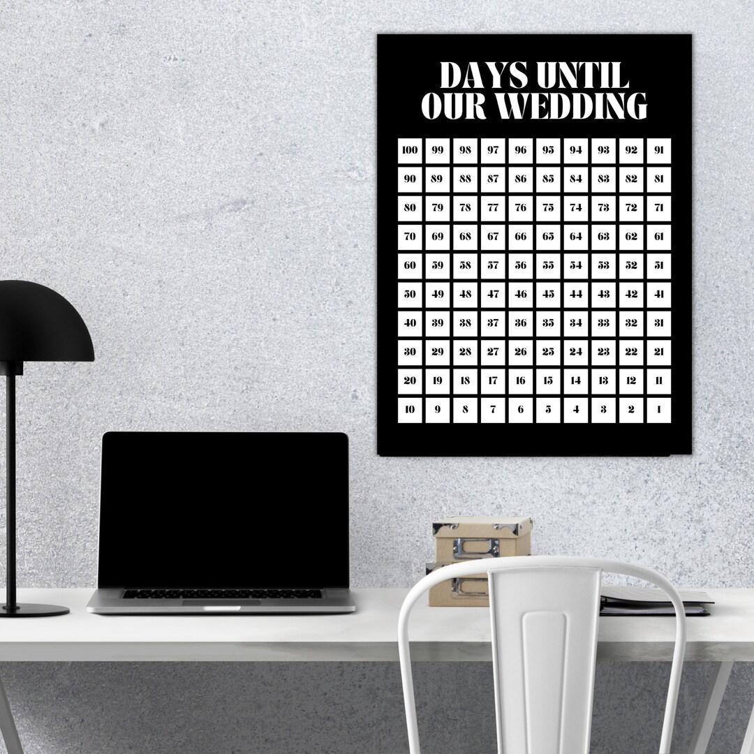 Black & White Wedding Countdown Poster - Modern Printable Wedding ...