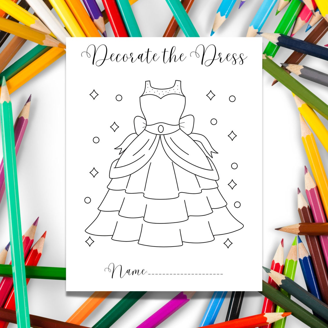 Wedding Kids Table Decorate the Dress Coloring Page for Wedding ...