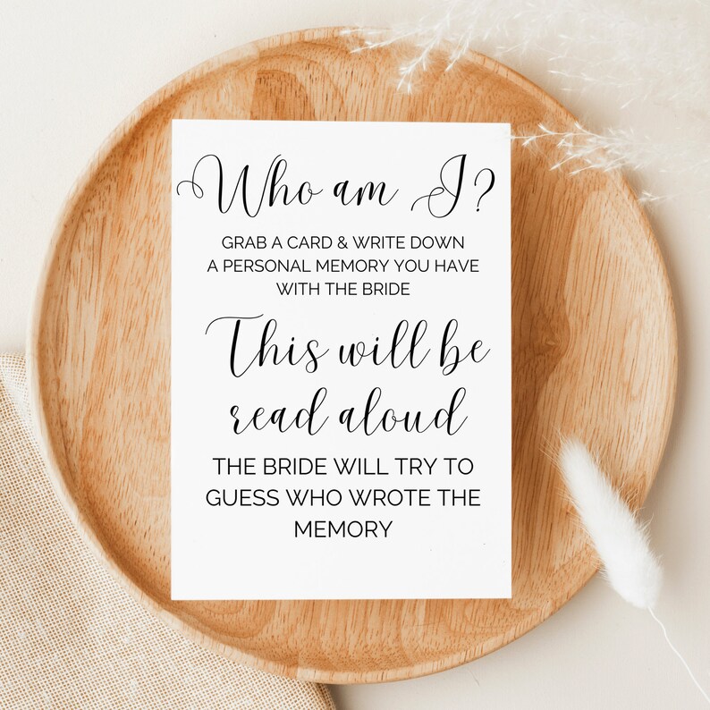 Guess Who Bridal Shower Game Printable | Minimalist Black Floral Design ...