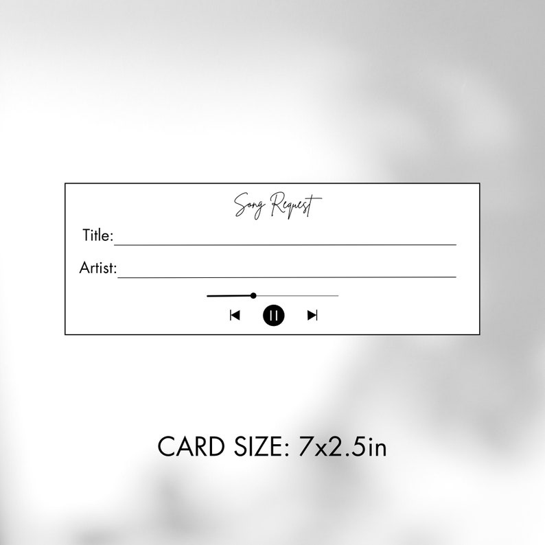 Engagement Party Game Minimalist Song Request Card Printable Wedding DJ ...