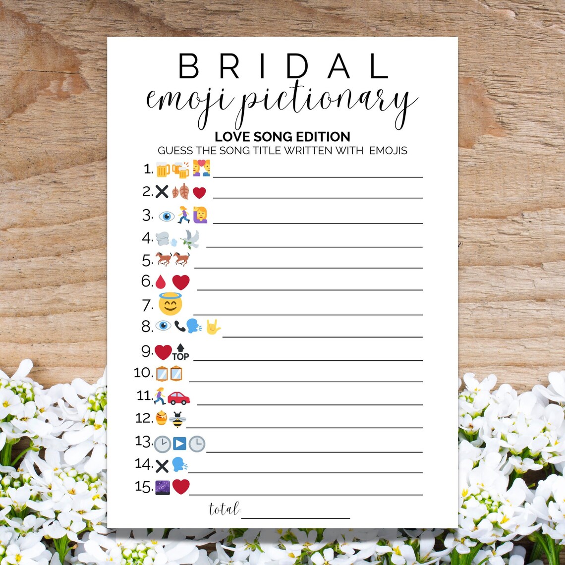 Bridal Emoji Love Song Edition Bridal Shower Pictionary - Etsy