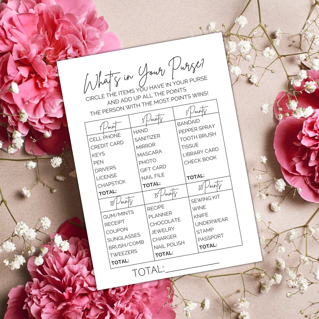 Bridal Shower Purse Game: Fun Printable Activity (digital Download) - Etsy