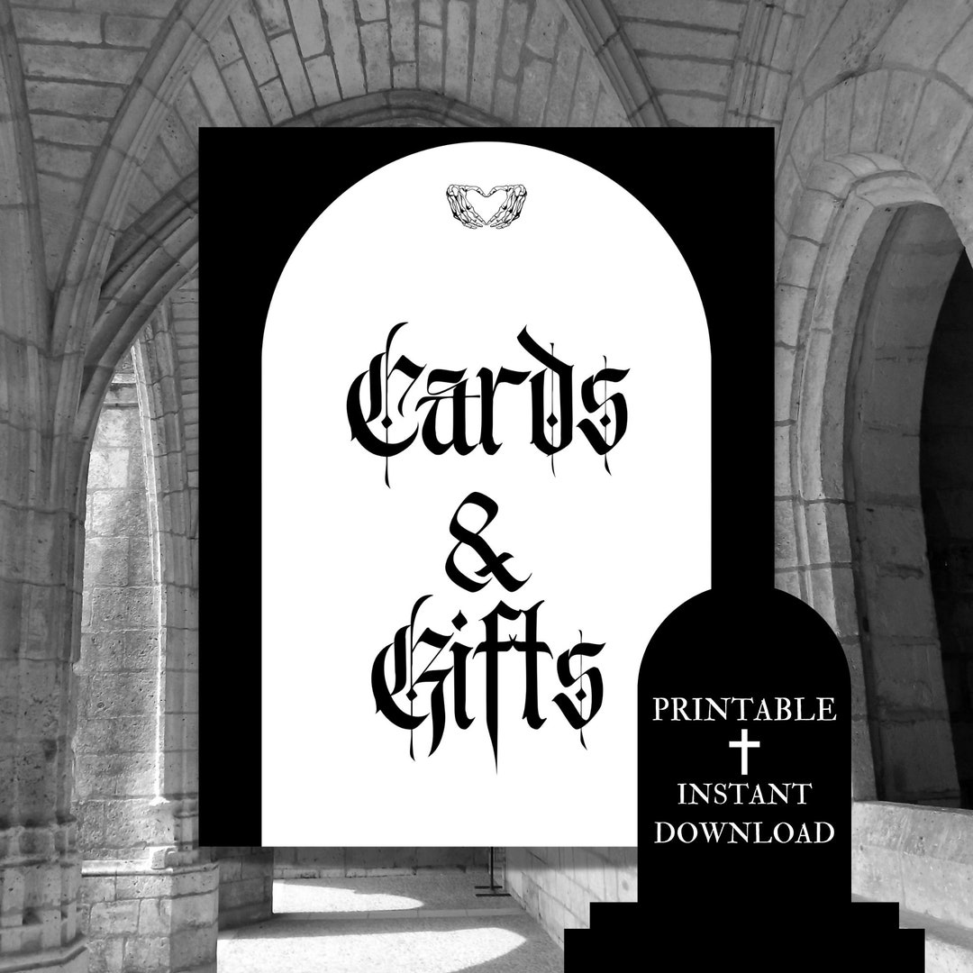 Goth Bridal Shower Sign Printable Cards and Gifts Sign - Etsy