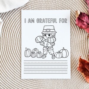 Thanksgiving Coloring Page: "i Am Grateful For" Pilgrim Activity ...