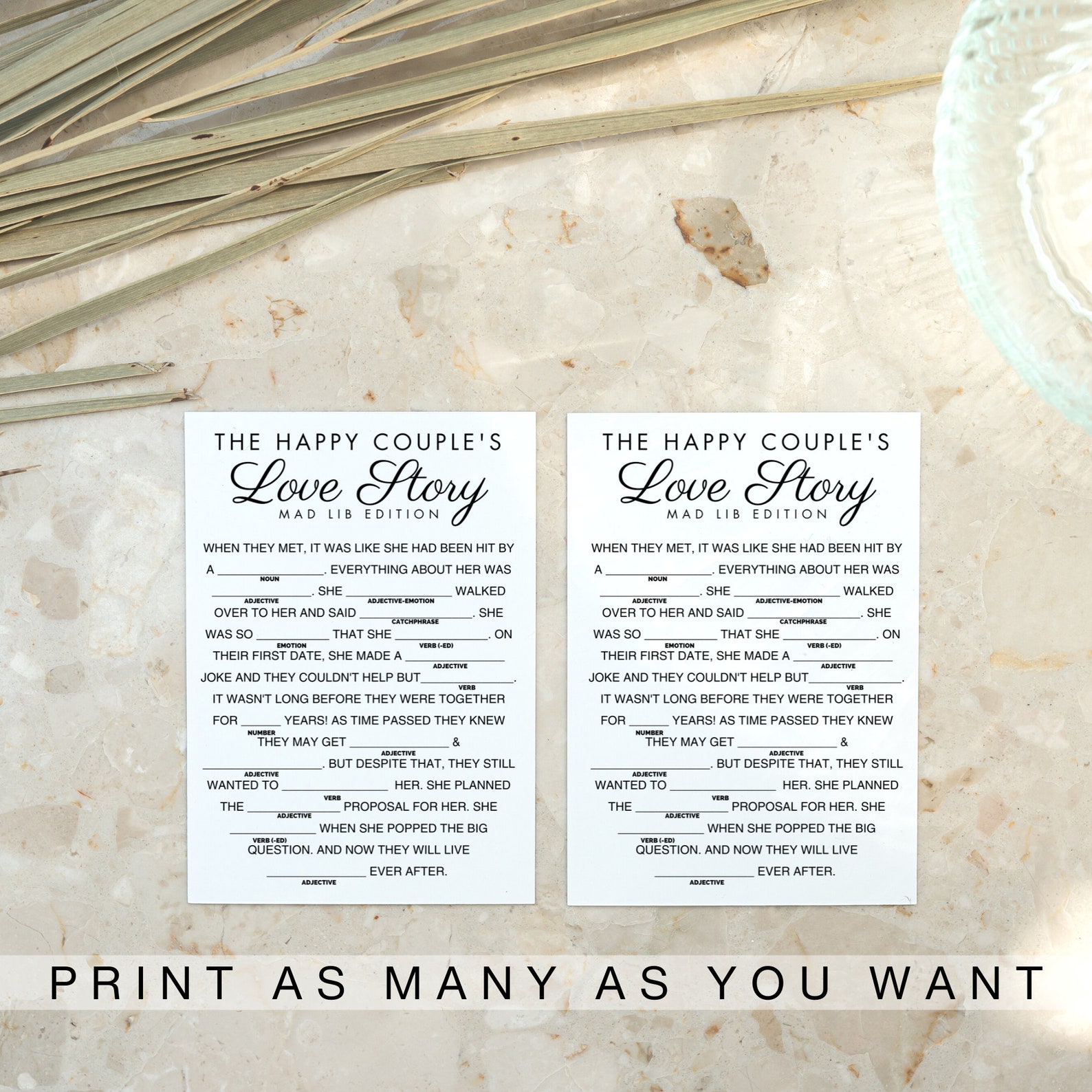 Wedding Mad Libs Game: the Happy Couple's Love Story (digital Download ...