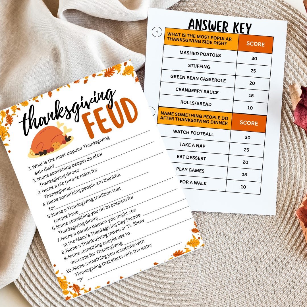 Thanksgiving Feud Game - Family Feud Style Digital Download - Fun ...