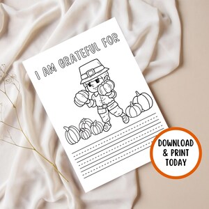 Thanksgiving Coloring Page: "i Am Grateful For" Pilgrim Activity ...