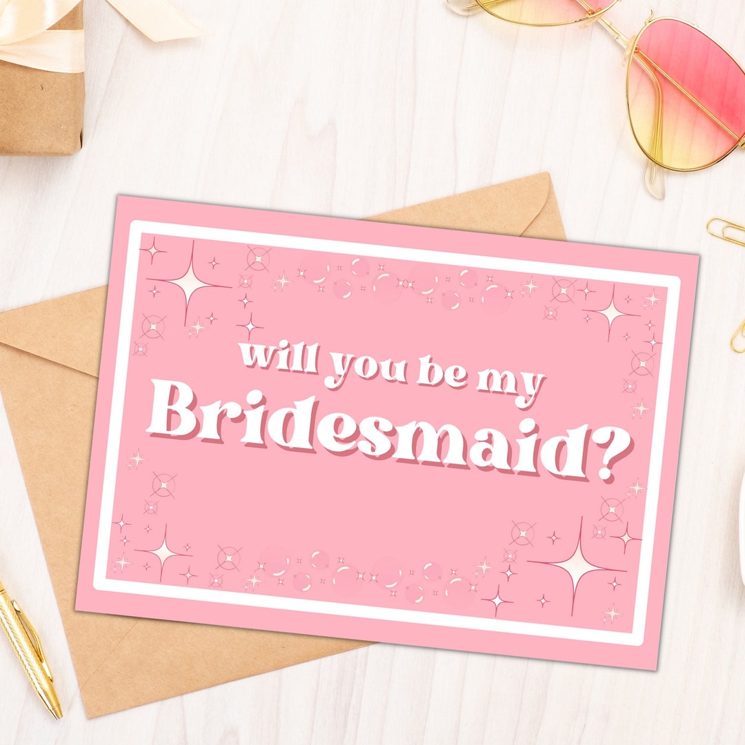 Retro Bridesmaid Proposal Card: Bubblegum Pink (digital Download) - Etsy