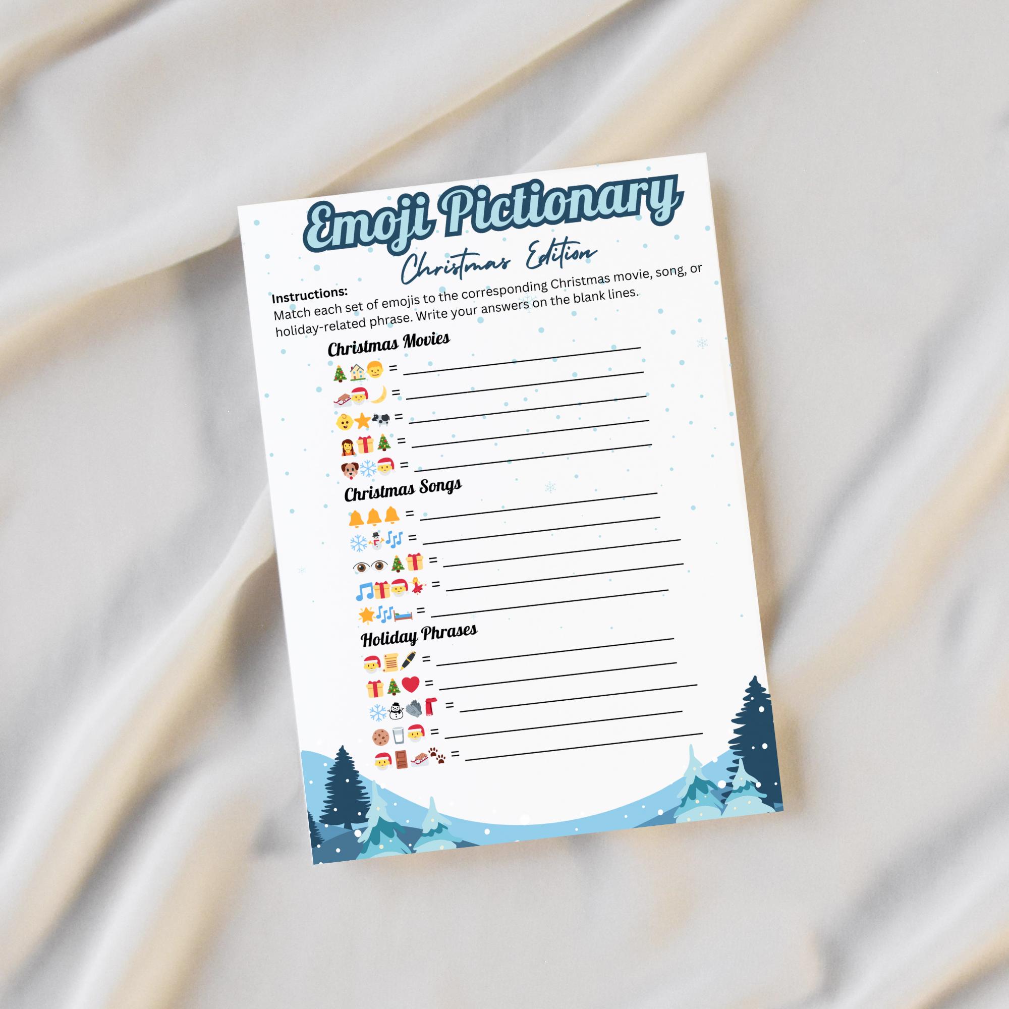 Christmas Emoji Pictionary Game: Winter Wonderland Holiday Puzzles (PDF ...