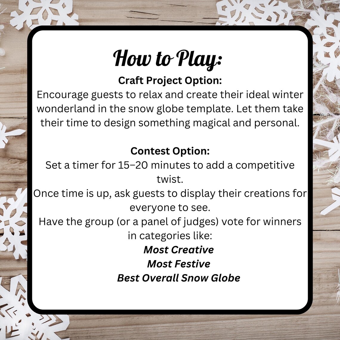 Snow Globe Printable Activity: Winter Holiday Craft (instant Download ...