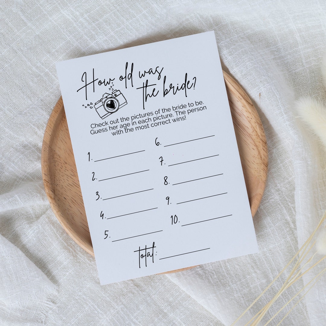 Guess Bride's Age Bridal Shower Game: Modern Printable (instant ...