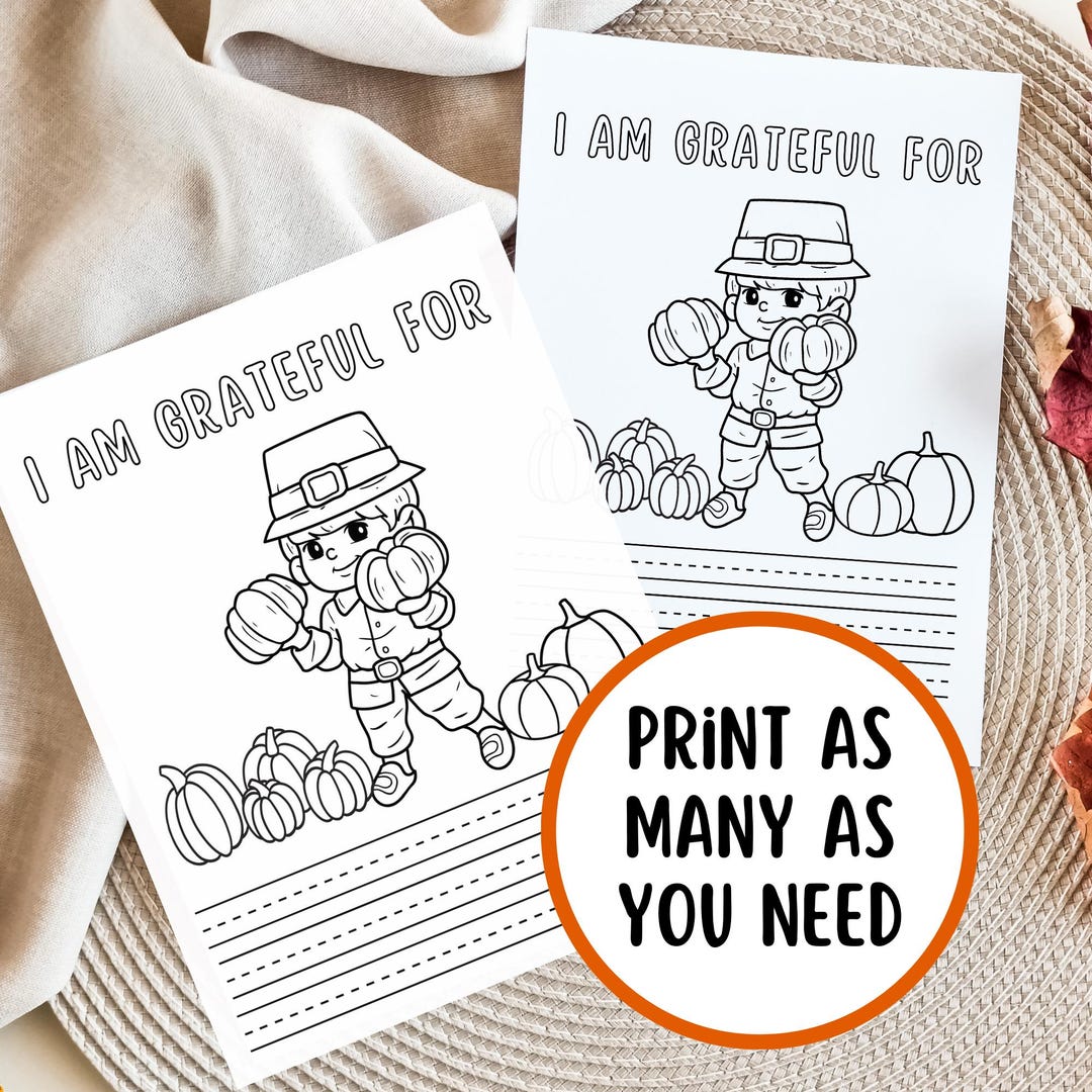 Thanksgiving Coloring Page for Kids: Pilgrim Gratitude Activity ...