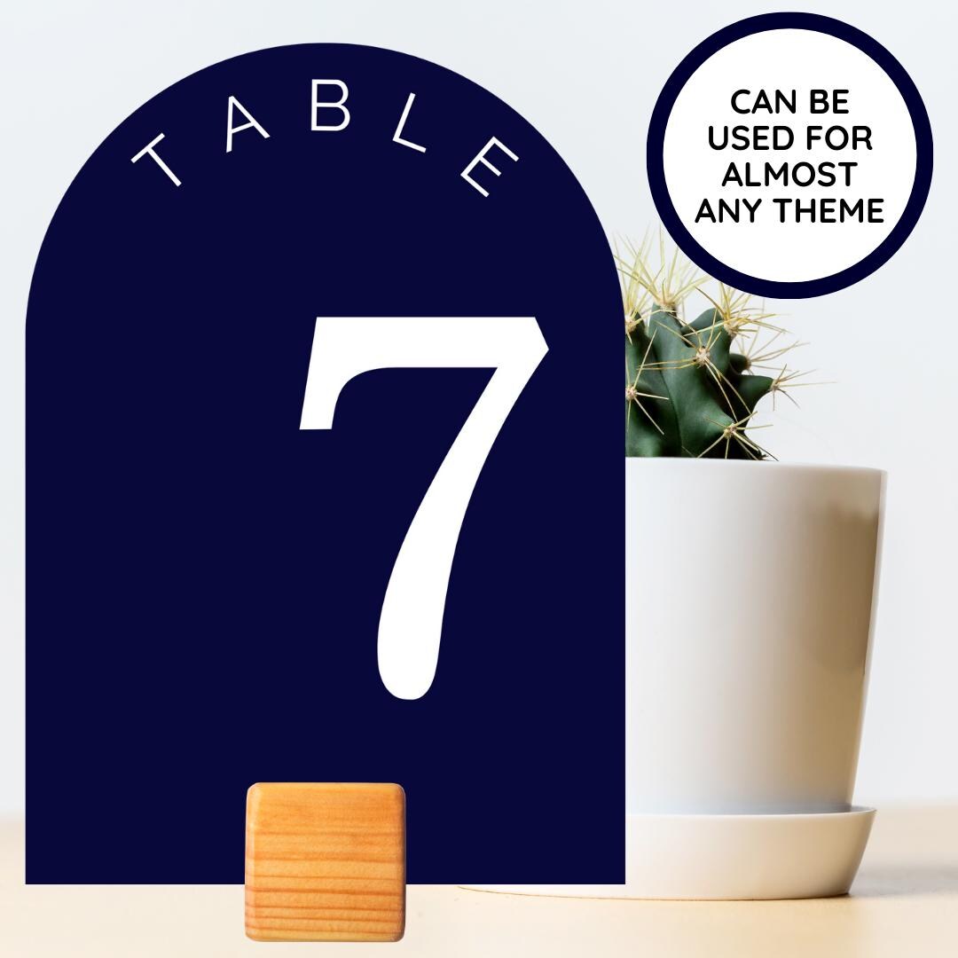 Navy Blue Wedding Table Numbers | Modern Arch Table Signs | Printable ...