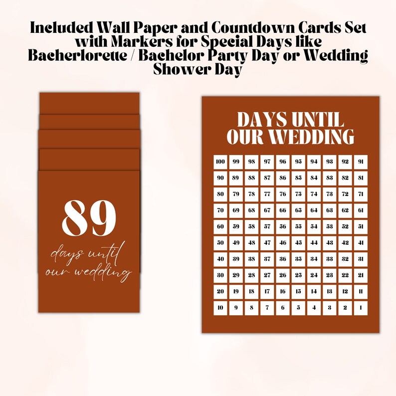 Burnt Orange Wedding Countdown Poster: Terracotta Decor (digital ...