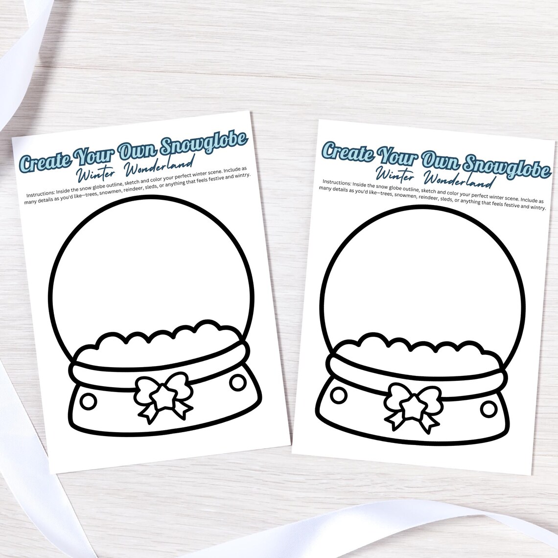 Snow Globe Printable Activity: Winter Holiday Craft (instant Download ...