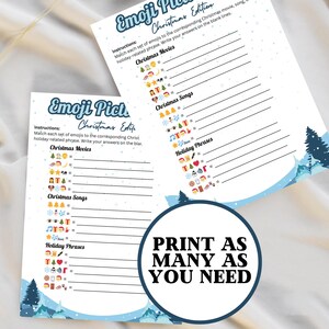 Christmas Emoji Pictionary Game: Winter Wonderland Holiday Puzzles (PDF ...