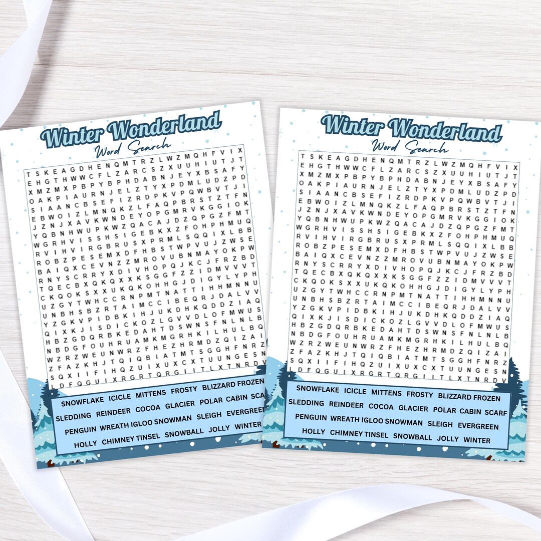 Winter Wonderland Word Search - Printable Christmas Game for Kids ...