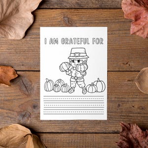 Thanksgiving Coloring Page: "i Am Grateful For" Pilgrim Activity ...