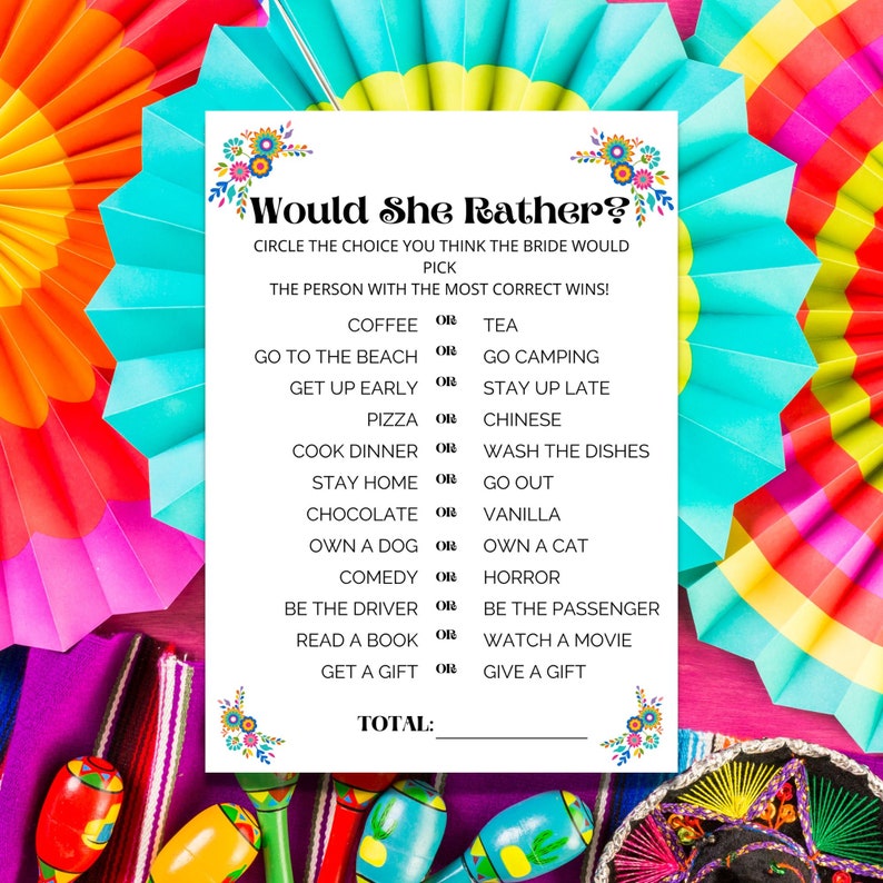 Fiesta Bridal Shower Game Bundle: Fun Printable Games (instant Download ...