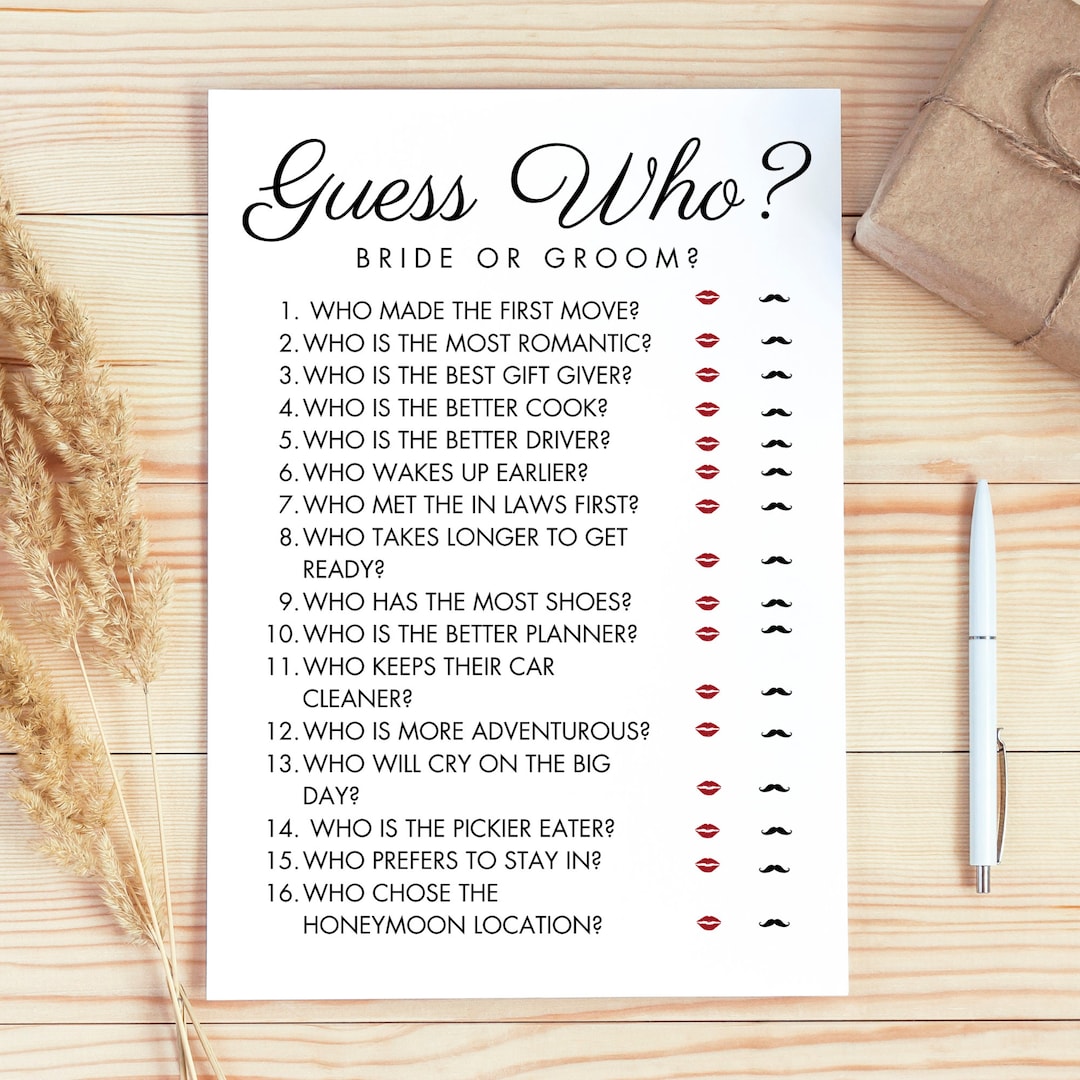 Guess Who: Bride or Groom? Printable Party Game for Wedding ...
