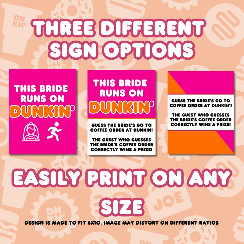 Dunkin' Coffee Bridal Shower Game: Guess the Bride's Order (digital ...