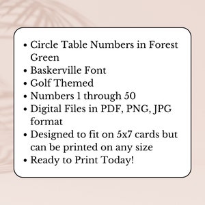 Golf Party Decor Printable Table Numbers Golf Ball Table Decor Birthday ...