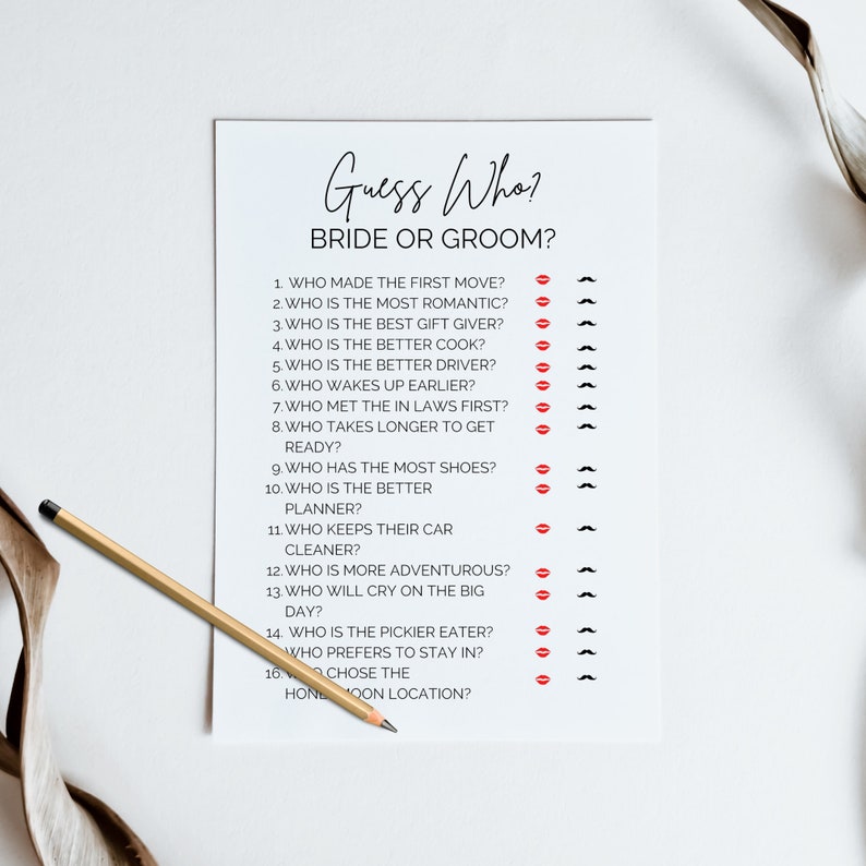 Guess Who? Bridal Shower Game: Minimalist Bride or Groom (printable PDF ...